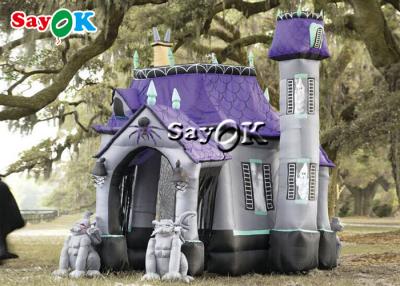 China 5m x 4m Inflatable Halloween Haunted House with Dead Tree and LED Lighting - 210D Oxford Cloth Construction for sale