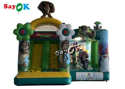 China Madagascar Wild Theme Inflatable Bounce House Slide Combo 5.5m 18ft Commercial Grade for sale