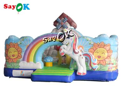 China Custom Unicorn Theme Kids Inflatable Bouncy Castle Slide PVC Tarpaulin with Blower CE SGS for sale