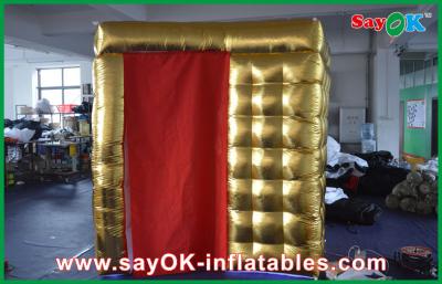 China Golden LED Inflatable Photo Booth 2.3x2.3x2.6m 210D Oxford Cloth with Remote Control for sale