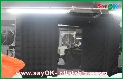 China Inflatable Photo Booth 2.4x2.4x2.5m Black Oxford Cloth with 12 Color LED Light for Party Rental for sale