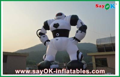 China White / Black Inflatable Cartoon Characters , Oxford Cloth Inflatable Robot for sale