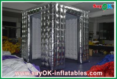 China Inflatable Photo Booth Tent 2.4x2.4x2.5m Silver Outside White Inside with Two Doors for sale