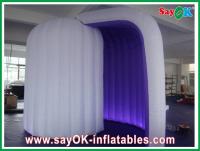 China Inflatable Photo Booth 2.4x2.4x2.5m White Outside Purple Inside with LED Lights for sale