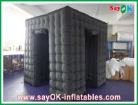 China Black Inflatable Photo Booth 2.4x2.4x2.5m Fire-Resistant Oxford Cloth with LED Lights for sale
