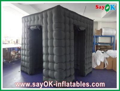 China Black Inflatable Photo Booth 2.4x2.4x2.5m Fire-Resistant Oxford Cloth with LED Lights for sale