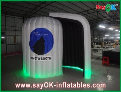 China Inflatable Photo Booth 3x2x2.3m with LED Lights Black Inside Rounded Event Display for sale