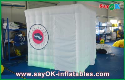 China Portable Square Inflatable Photo Booth 2.4m Wedding Decoration with LED Lights for sale
