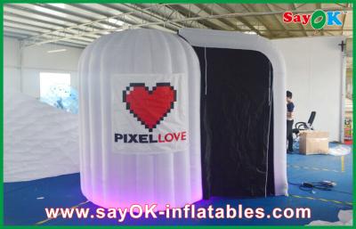 China White Rounded Inflatable Photo Booth 2.4m x 2.4m x 2.5m 210D Oxford Cloth with LED Light for sale