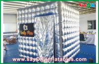 China Silver Inflatable Photo Booth 2.4m Oxford Cloth Waterproof with LED Light for Events for sale