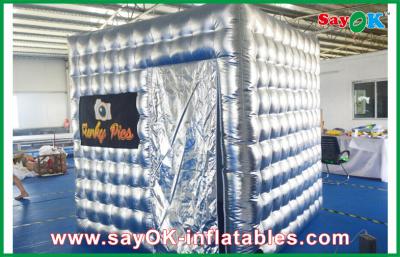 China Silver Inflatable Photo Booth 2.4m Oxford Cloth Waterproof with LED Light for Events for sale