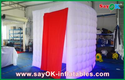 China Inflatable Party Photo Booth 2.4x2.4x2.5m Windproof with LED Light and Red Curtain for sale