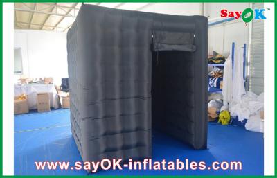 China Inflatable Photo Booth 2.5m Cube Black Waterproof Oxford Cloth with LED Lights and Blower for Events for sale