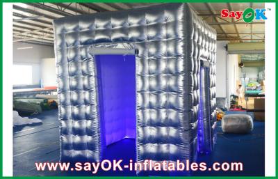 China Inflatable Photo Booth 2.4x2.4x2.5m Silver Cube with UL Blower 210D Oxford Cloth for sale
