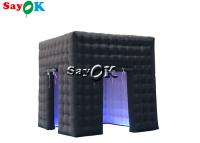 China 3m Height Black Inflatable Photo Booth Cube with 17-Color LED Lighting - Double Door Design for Events for sale