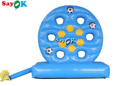 China Inflatable Football Toss Game 9.84ft Blue PVC Tarpaulin Outdoor Shooting Game for Kids Adults for sale