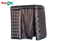 China Inflatable Party Tent 2.4mH Black Curved Photo Booth Double Doors with Curtain LED Light for sale