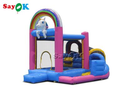 China Commercial Grade PVC Unicorn Inflatable Bounce House 3x3.5x2.4m Indoor Outdoor Trampoline for sale