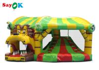 China Lion Theme Inflatable Bounce Slide 0.55mm PVC Tarpaulin for Backyard Public for sale