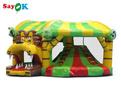 China Lion Theme Inflatable Bounce Slide 0.55mm PVC Tarpaulin for Backyard Public for sale