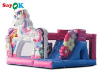 China Custom Unicorn Inflatable Bounce House 0.55mm PVC Kids Birthday Party Trampoline for sale