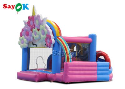 China Sayok Inflatable Bouncing Trampoline with Slide 0.55mm PVC Tarpaulin for Kids Indoor Outdoor for sale