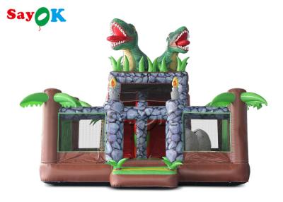 China Kids Inflatable Dinosaur Theme Bouncy Castle 13ft with Blower for Indoor Outdoor Party for sale