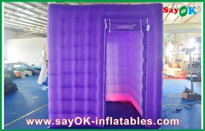 China Inflatable Photo Booth 2.4m Purple Cube with LED Light for Events and Rentals for sale