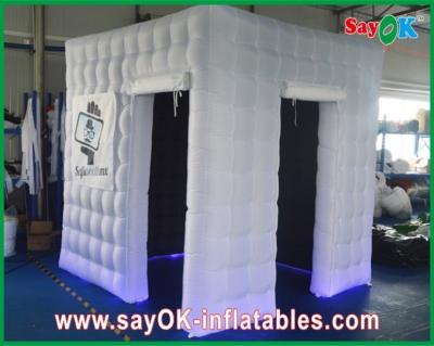 China White Inflatable Photo Booth Enclosure 2.4x2.4x2.5m with LED Lights for Wedding Party for sale