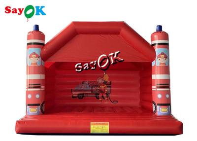China Fire Themed Red Inflatable Bounce Trampoline for Kids 10ft x 10ft CE Certified for sale