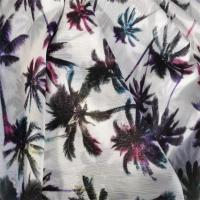 China Silver Yarn Floral Print Chiffon Fabric 85gsm for sale