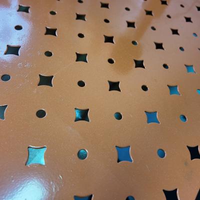 China Orange Powder Coated Perforated Metal Sheet 1.22x2.44m Indoor Home Decor Panel for sale