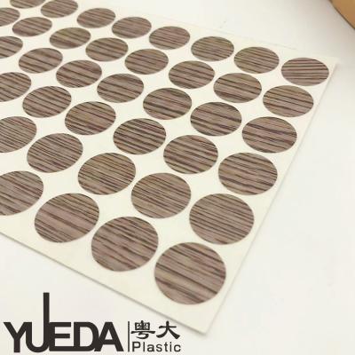 China Waterproof PVC Wood Grain Screw Hole Covers 10-50mm Diameter 100-Pack Self-Adhesive Stickers for sale
