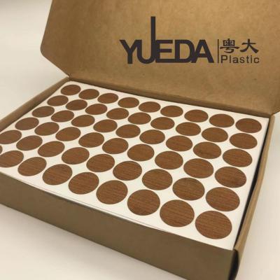 China Flexible Heat Resistant PVC Screw Sticker Caps - Brown Grain Waterproof Bolt Protection for Furniture & Cabinets for sale