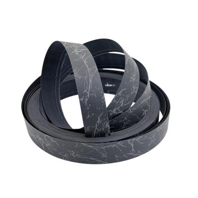 China A1789 Black Grey Marble Grain PVC Edge Banding 22mm x 2mm High Definition Printed Crack Vein Furniture Edge Sealing Strip for sale