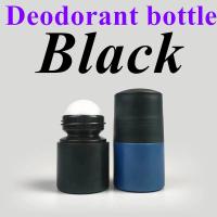 China 50ml Black Empty HDPE plastic roller ball Plastic Roll on Deodorant Antiperspirant Bottle with Black Lid for sale