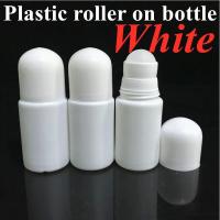 China 30ml 50ml 60ml HDPE Plastic White Deodorant Essential Oil Roll on Bottle with Roller Ball for sale