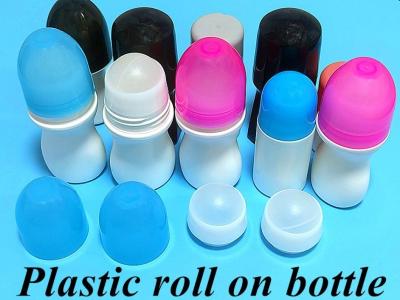 China HDPE 30ml 50ml 60ml 100ml White Cylindrical Roll On Bottle Deodorant Container with Plastic Ball for sale