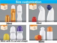 China 30ml 50ml 60ml HDPE Plastic Roll On Deodorant Bottle with Roller Ball for Body Odor for sale