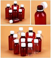 China Empty PET Amber Syrup Bottle 100ml 120ml 150ml Tamper Proof Cap Pharmaceutical Oral Liquid for sale