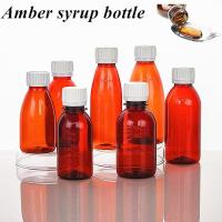 China 100ml 120ml 150ml PET Medicine Plastic Bottle Cough Syrup Liquid Round Bottle with Screw Cap for sale
