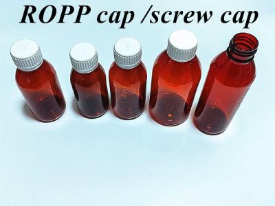 China 100ml 120ml 150ml Amber PET Cough Syrup Bottle with ROPP Cap for Oral Liquid Medicine for sale