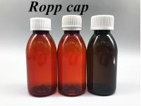 China Amber PET Cough Syrup Bottle 100ml 120ml 150ml with CRC Screw Cap for Oral Liquid Medicine for sale