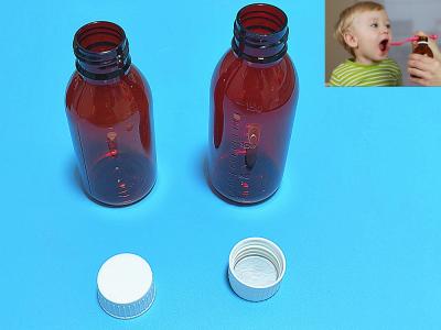 China 100ml 120ml 150ml DIN28 PET Amber Oral Liquid Bottle for Medicine Cough Syrup with ROPP Cap for sale