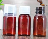 China 100ml 120ml 150ml DIN28 PET Amber Oral Liquid Bottle for Medicine Cough Syrup with ROPP Cap for sale