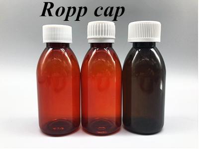 China Amber PET Liquid Medicine Syrup Bottle 100ml 250ml with Measuring Cup for sale