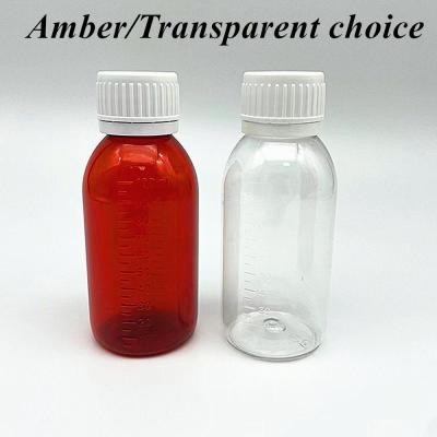 China PET 150ml Medical Syrup Bottle 5oz Amber Medicine Liquid Bottle with Tamper Proof Cap for sale