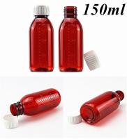 China 3oz 4oz Plastic Liquid Medicine Bottles Cough Syrup Red Bottle for sale