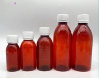 China 100ml 120ml 150ml PET Amber Round Cough Syrup Bottle Plastic Liquid Medicine Bottle for sale