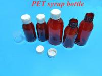 China Amber PET Syrup Bottle 100ml 120ml with CRC Child Resistant Cap for Oral Liquid Medicine for sale
